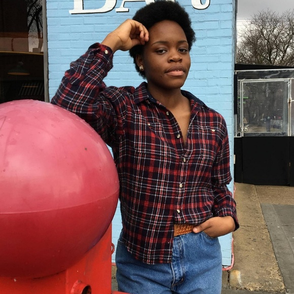 Tops | Midwest Traders Red Navy Plaid Long Sleeve Flann | Poshmark